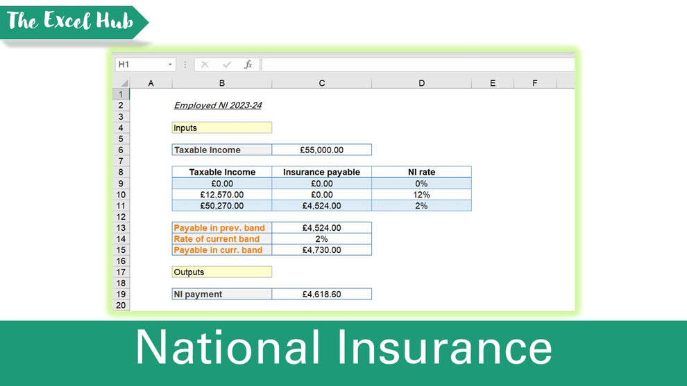 UK National Insurance (Employed) - Excel File – The Excel Hub